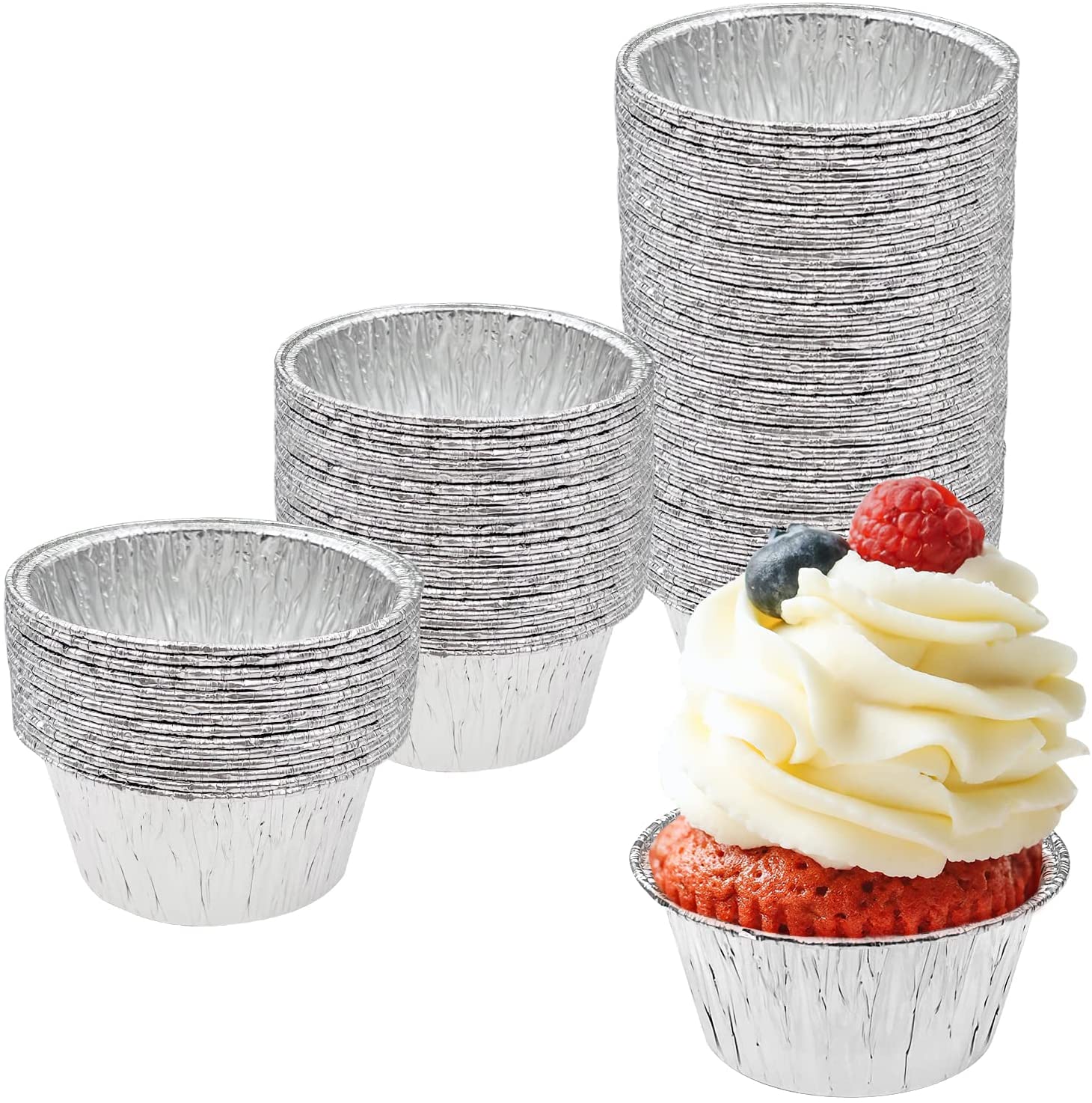 Wharick 50Pcs Cupcake Cups, Disposable Aluminum Foil Cupcake Baking ...