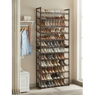 Mainstays 4-Tier Shoe Rack White Plastic Frame, Gray Coating, up to 12 ...