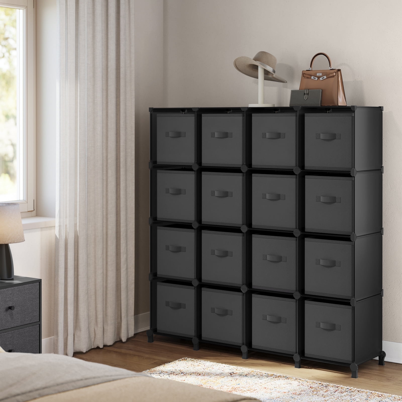 16 Cube Storage Organizer with Storage Boxes Collapsible Non-Woven ...