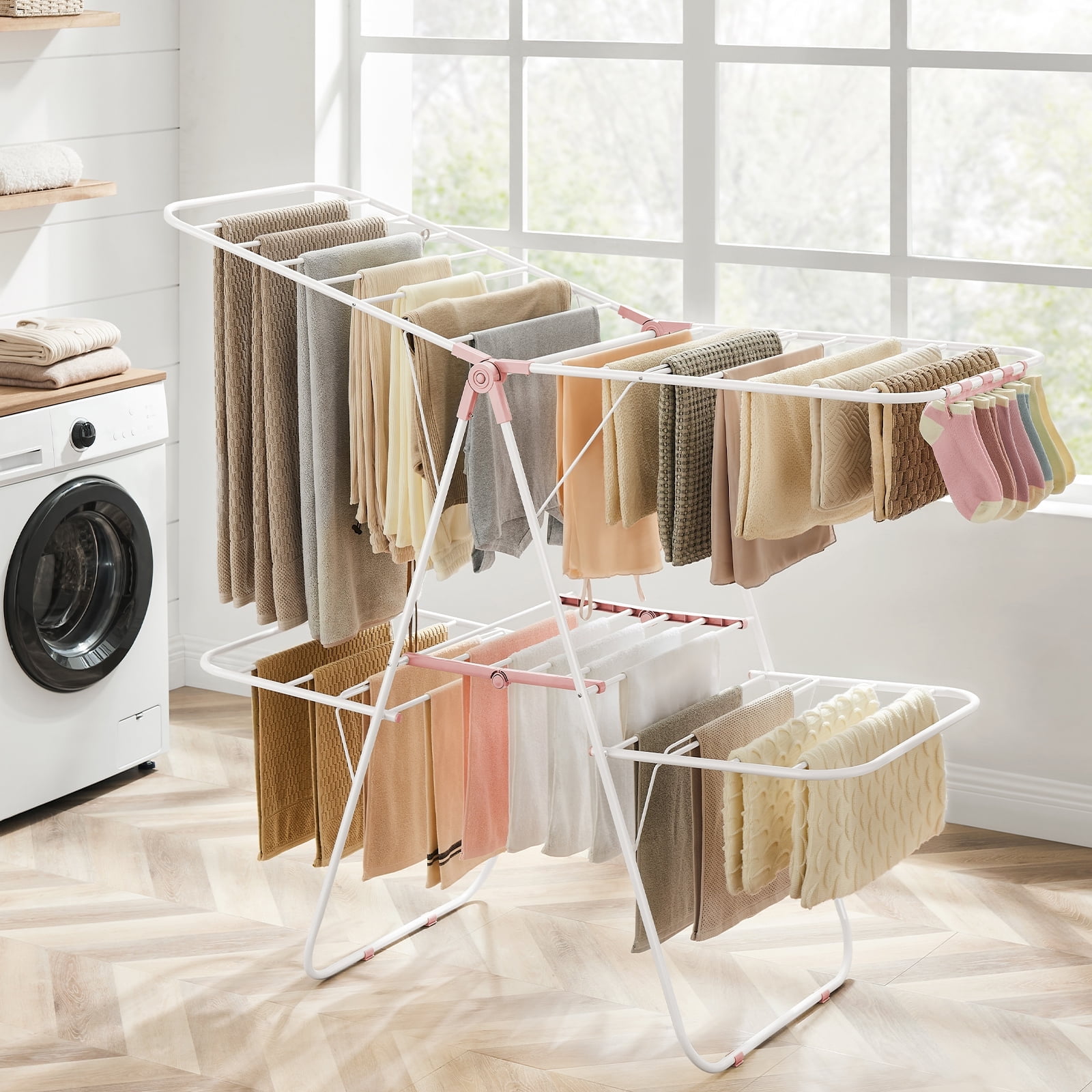 Free Shipping! SONGMICS 2-Level Clothes Drying Rack Laundry Drying Rack ...