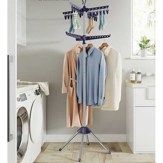 SONGMICS 2-Tier Clothes Drying Rack 72" Foldable Laundry Drying Rack ...