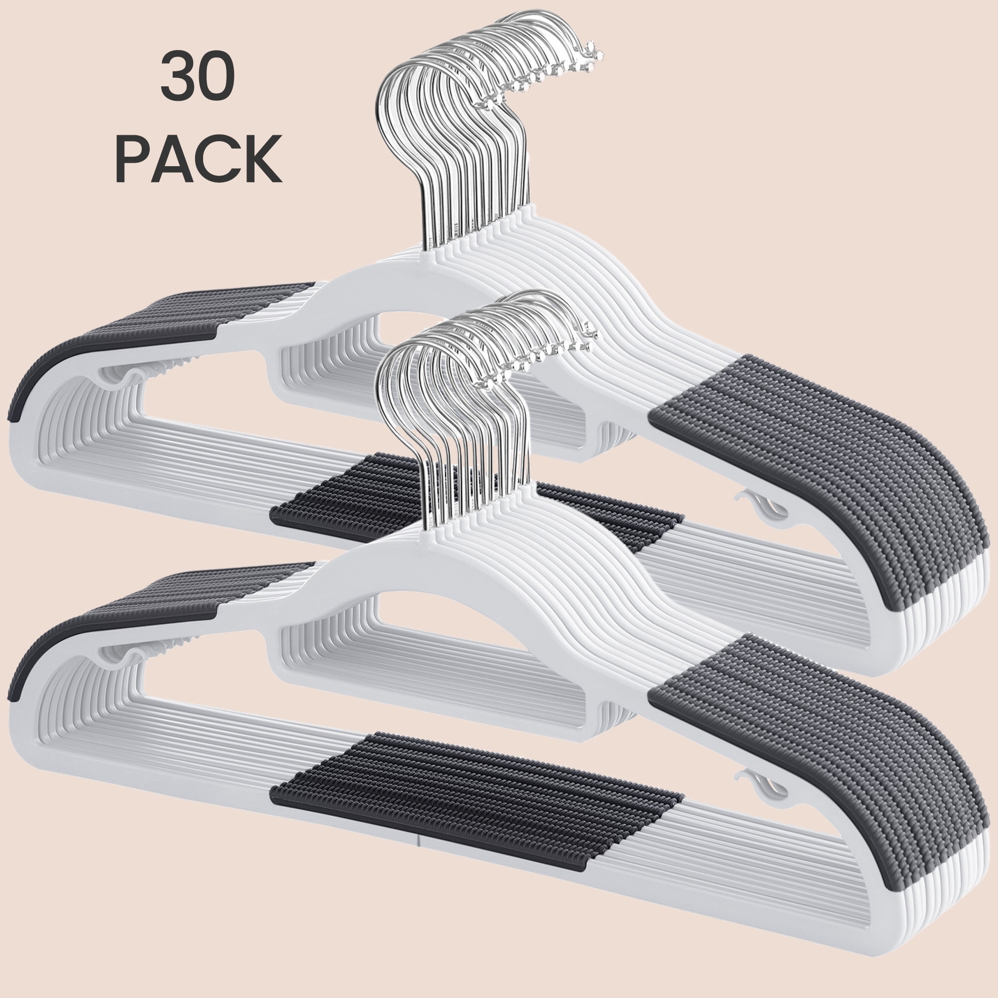 SONGMICS 30 Pack Coat Hangers Non-Slip Clothes Hangers Space-Saving ...