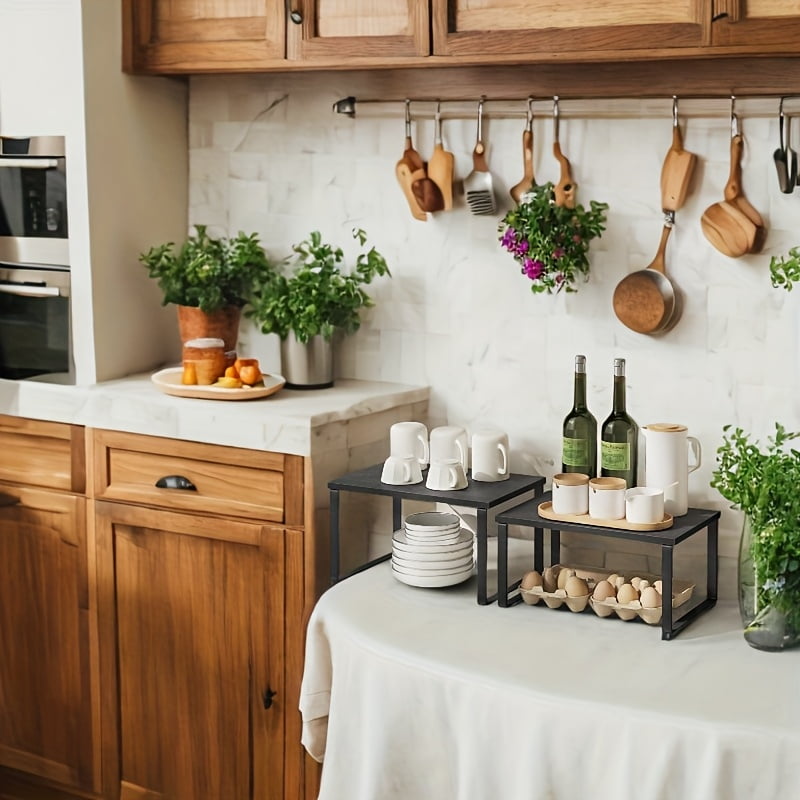 SONGMICS 4 Pack Cabinet Organizer Shelf, Kitchen Counter Shelves ...