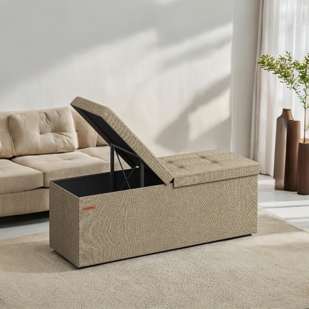 SONGMICS 43.3" Folding Storage Ottoman Bench Ottoman With Storage 660 ...