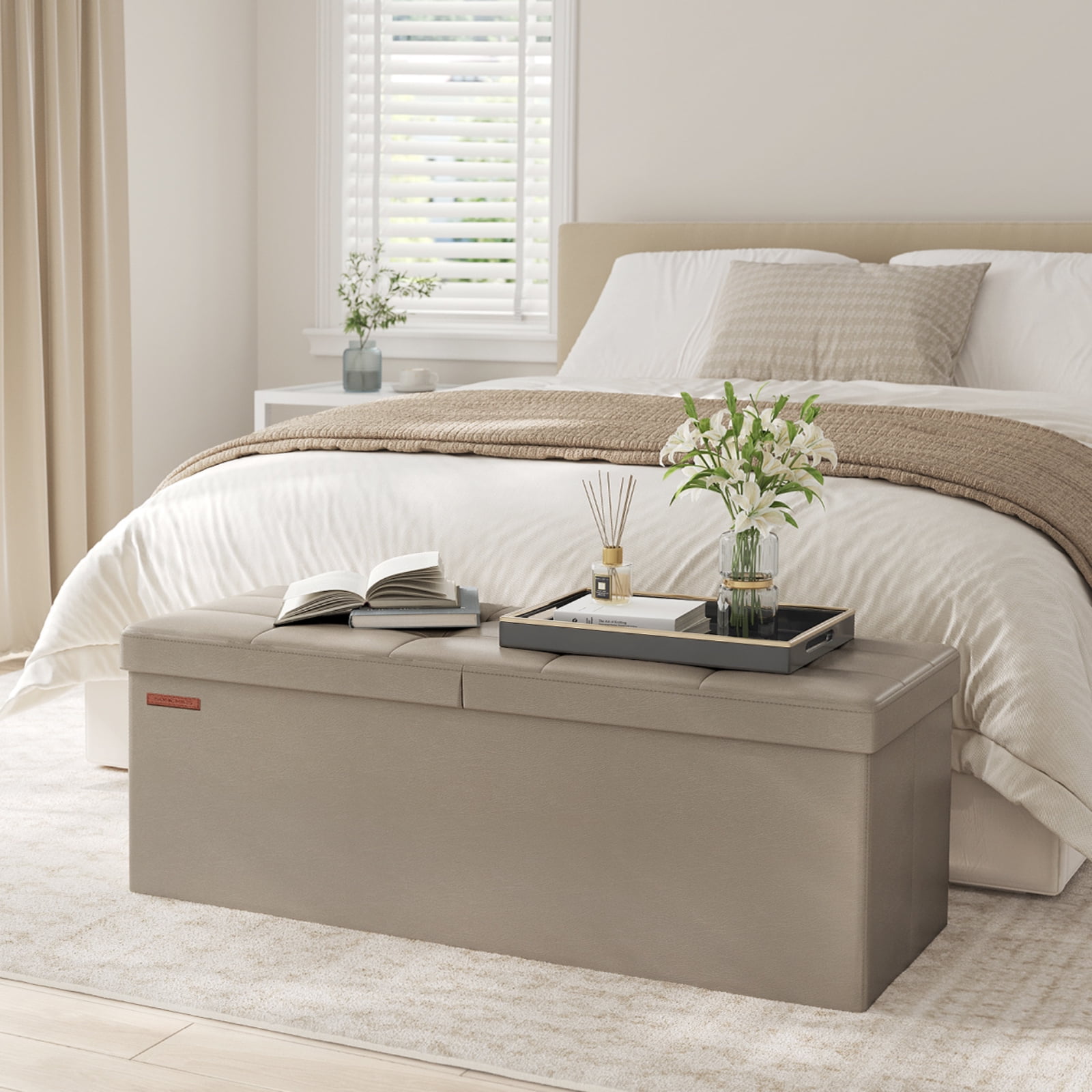 Songmics 43 Large Storage Ottoman Bench For Bedroom Living Room