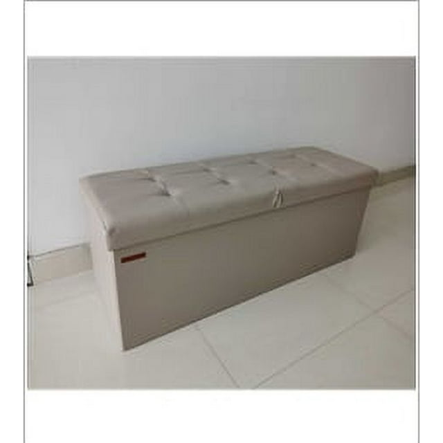 Songmics 43 Storage Ottoman Bench Folding Leather Ottoman Storage