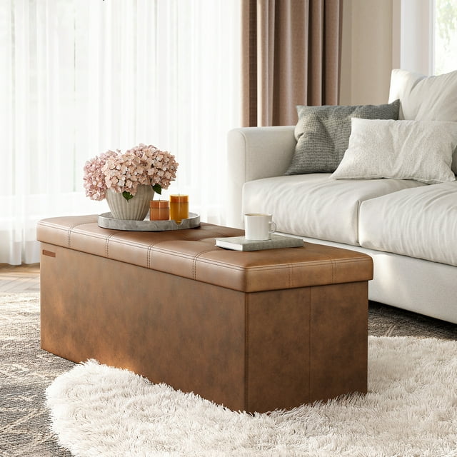 Songmics 43 Storage Ottoman Bench Folding Ottoman With Storage Hold Up