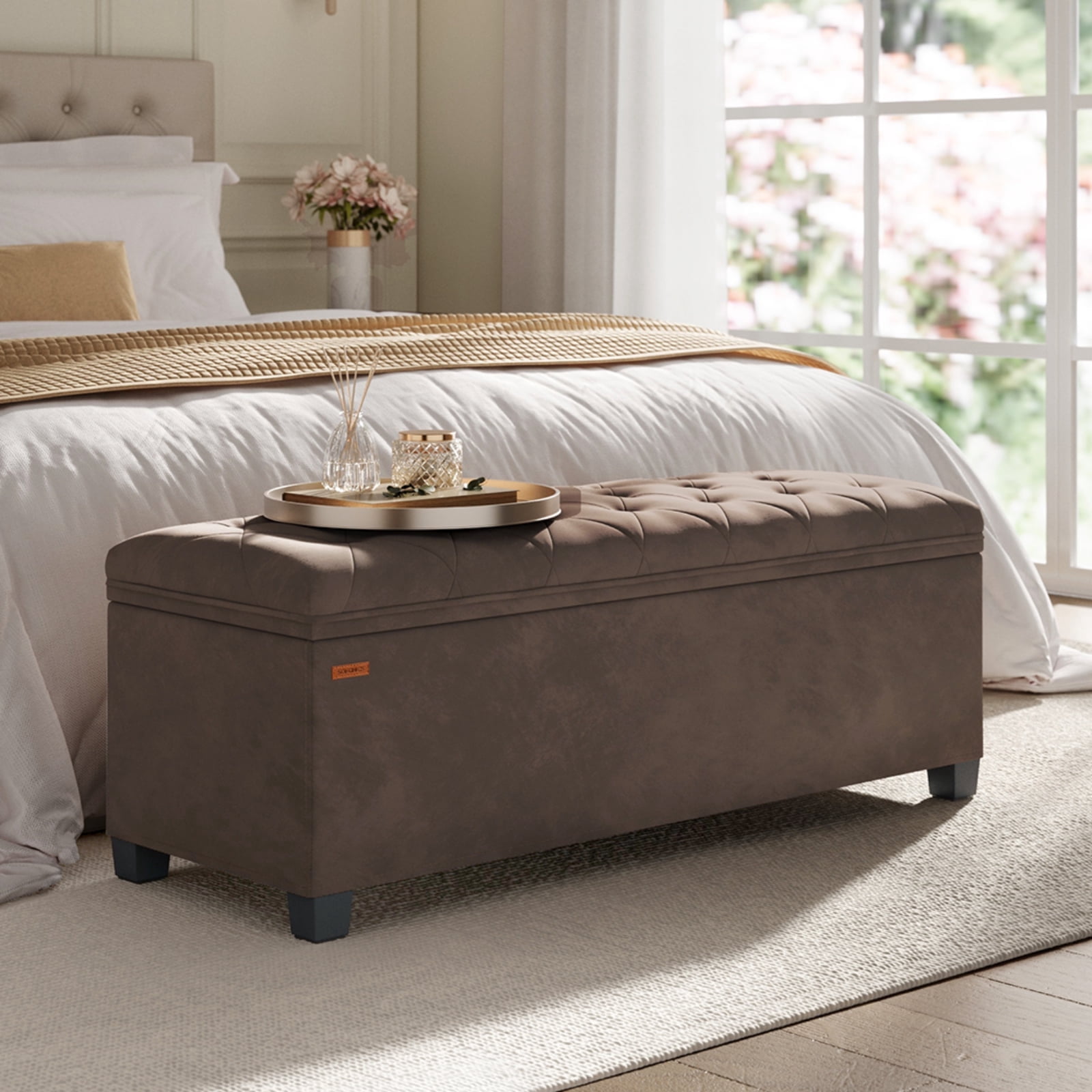 SONGMICS 43" Storage Ottoman Bench Foot Rest with Legs End of Bed Bench ...