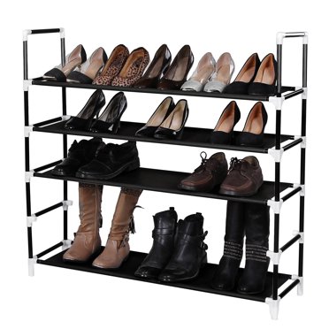 Fashionable Rolling Shoe Rack with Fabric Cubbies - Black - Walmart.com