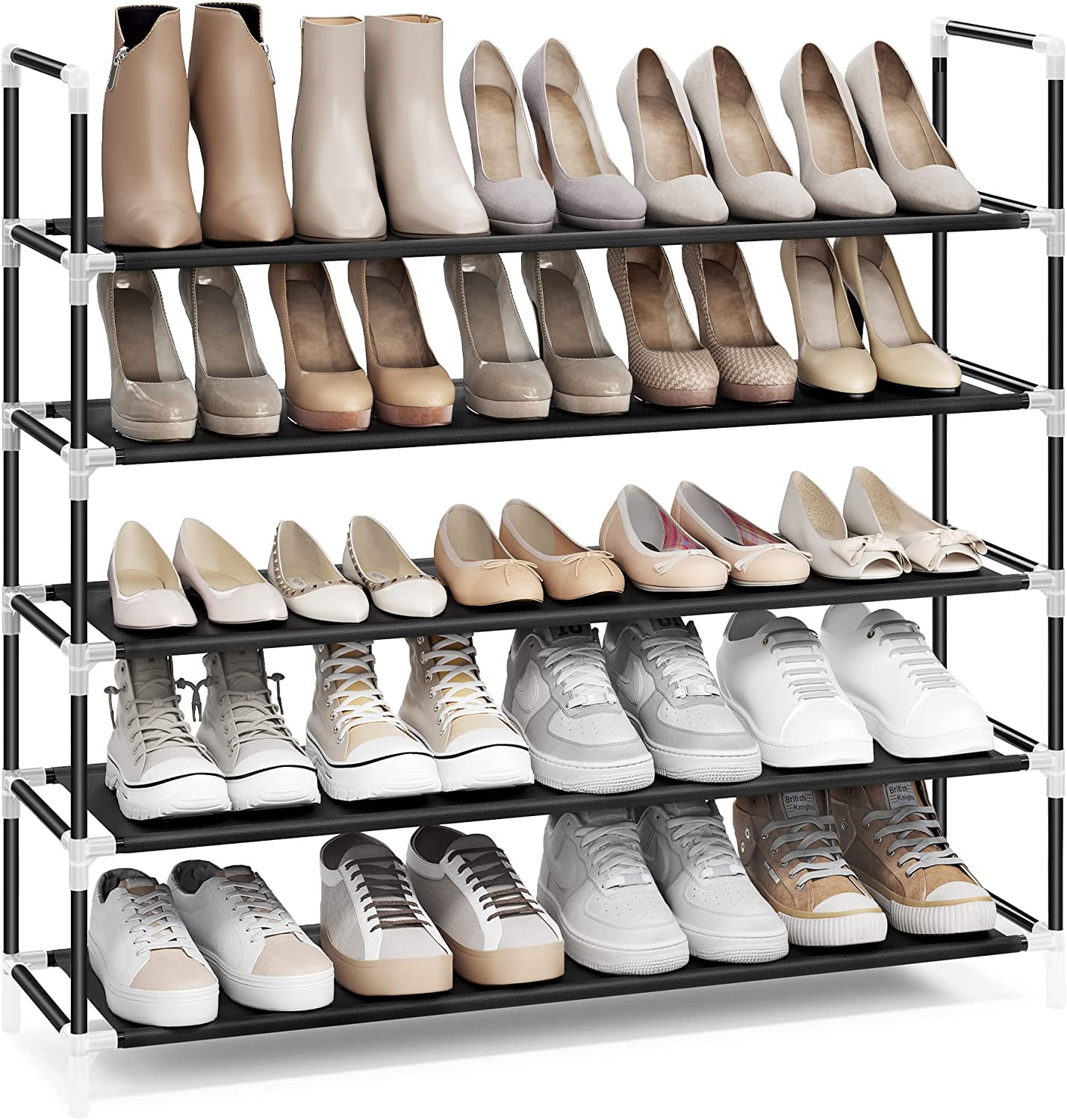 SONGMICS Narrow 5-Tier Shoe Rack, Tall Shelf, 25 Pair Storage Organizer ...