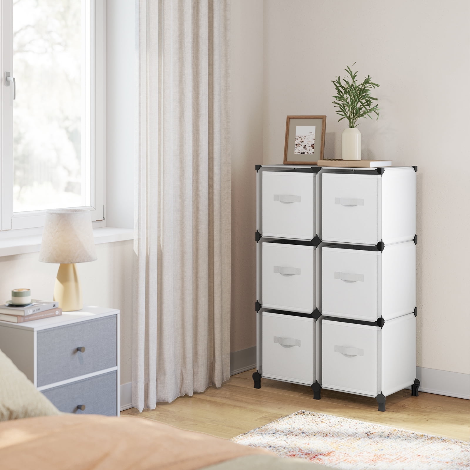 6 Cube Storage Organizer with Storage Boxes Collapsible Non-Woven ...