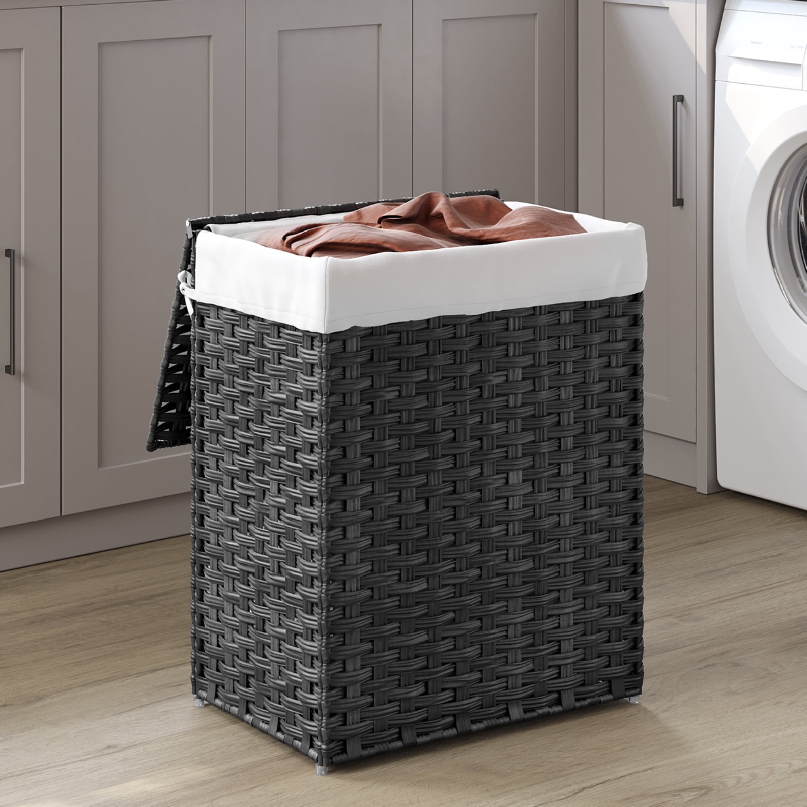 SONGMICS 90L Laundry Hamper with Lid Folding Laundry Basket Clothes ...