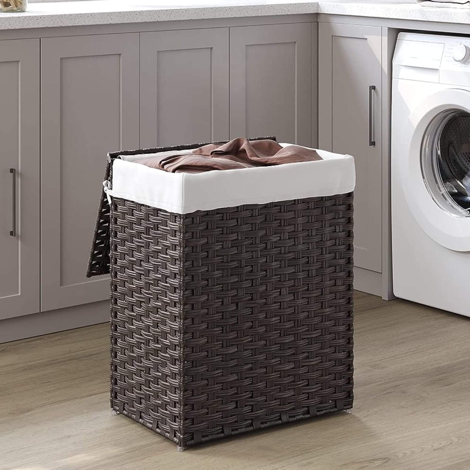 SONGMICS 90L Laundry Hamper with Lid Folding Laundry Basket Clothes ...
