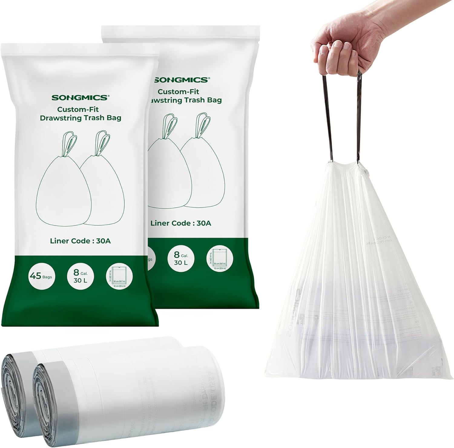 Nine Stars 21 Gallon, White, Kitchen Trash Bags with Drawstring Closure ...