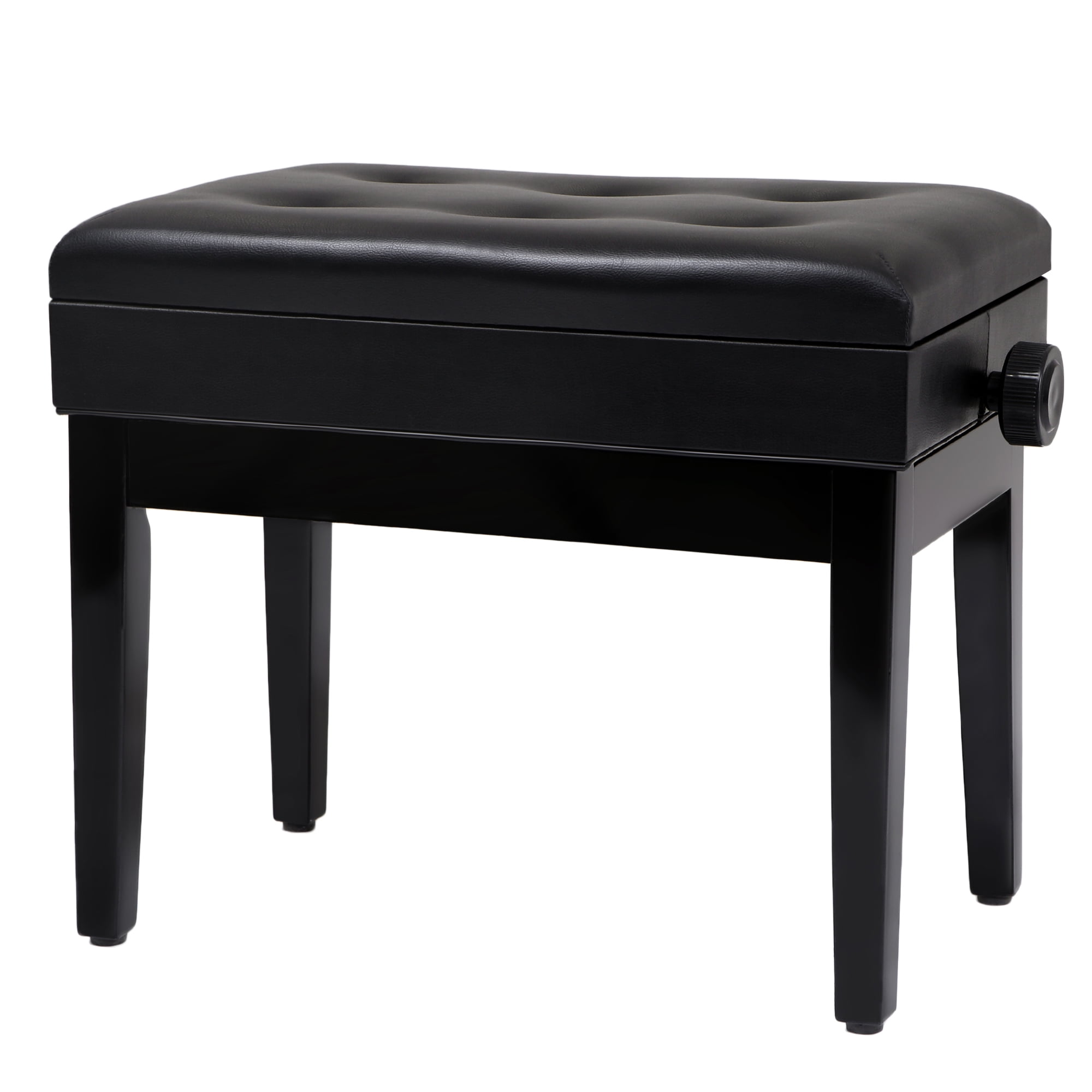 SONGMICS Adjustable Wooden Piano Bench Stool Sheet Music Storage Black ...
