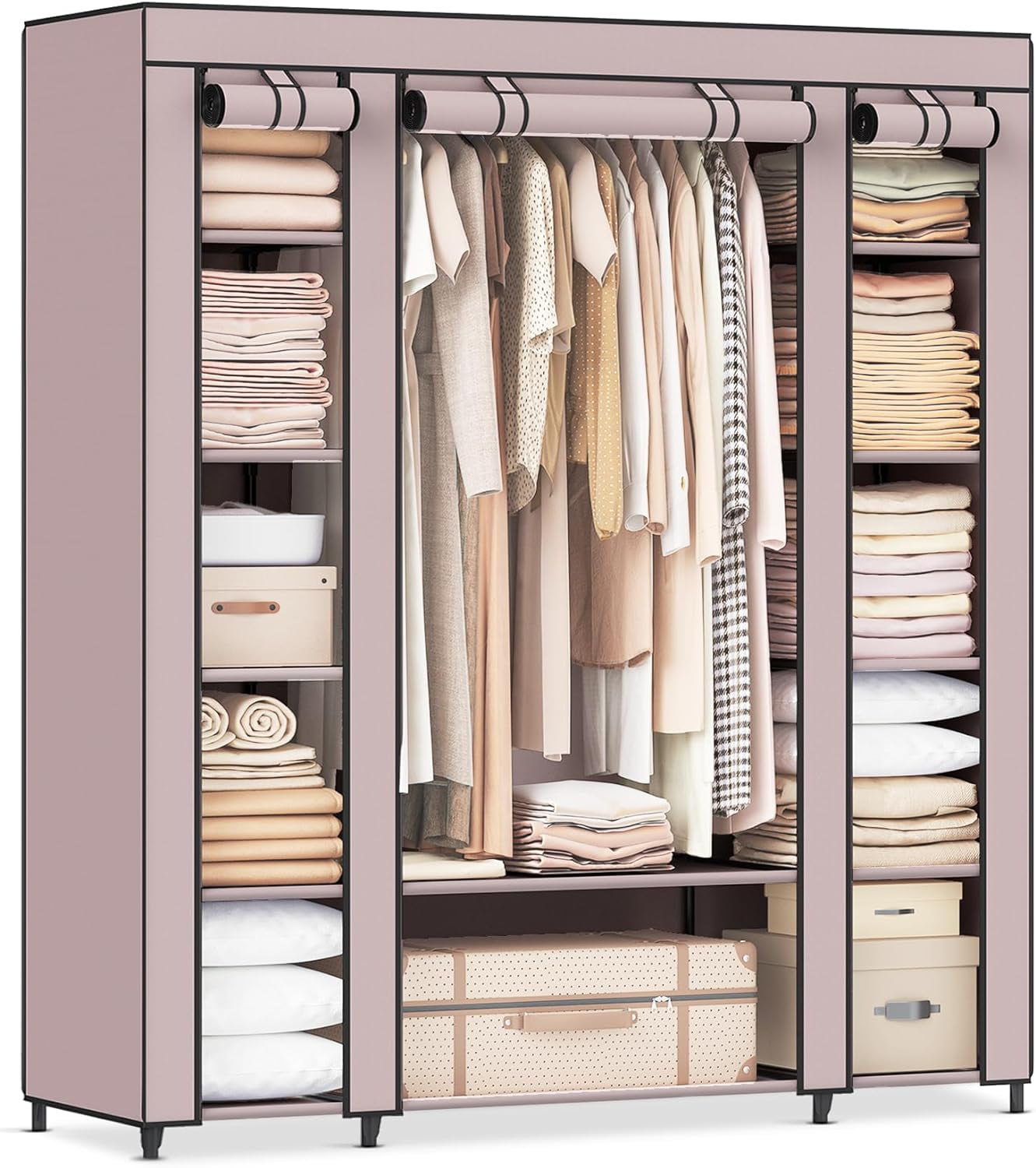 SONGMICS Closet Wardrobe, Portable Closet for Bedroom, Clothes Rail ...