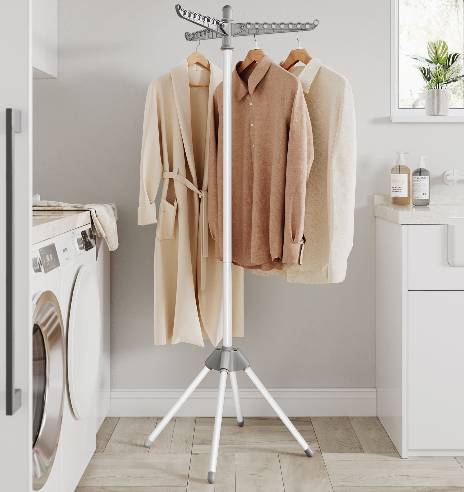 Clothes Drying Rack 59" Foldable Laundry Drying Rack with 27 Clips 3 ...