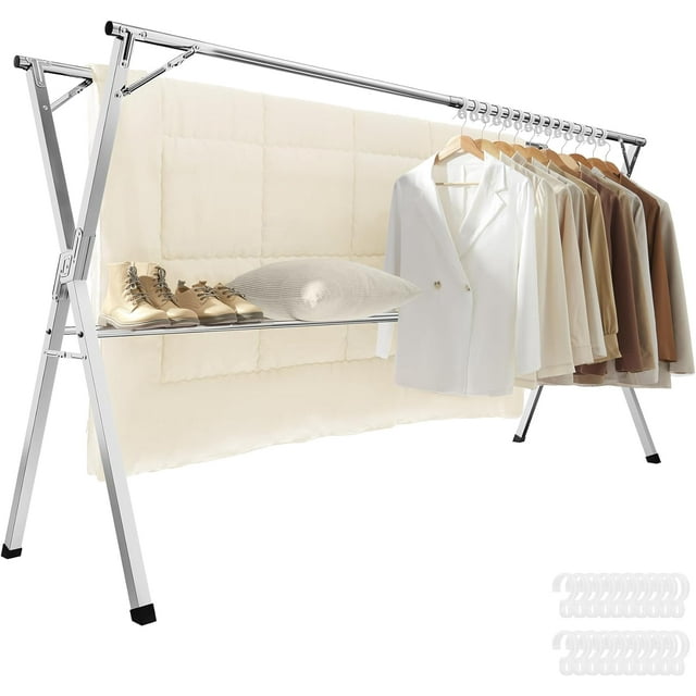 Clothes Drying Rack, Heavy-Duty Laundry Drying Rack, 56.3-93.7 Inches ...