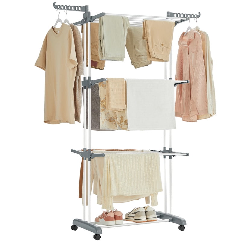 SONGMICS Clothes Drying Rack Stand 4-Tier, Foldable Laundry Drying Rack ...