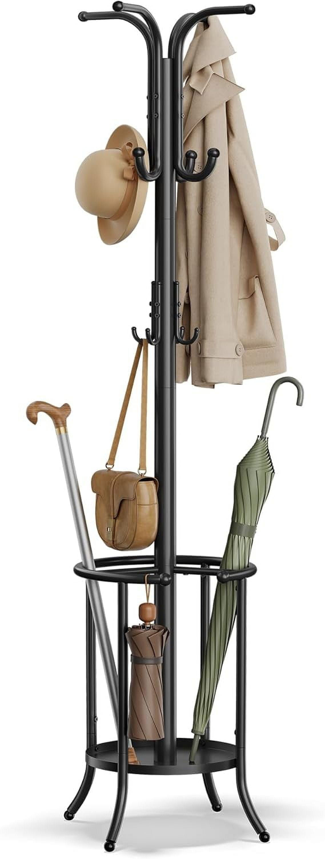 SONGMICS Coat Rack Freestanding, Coat Rack with Umbrella Holder, Metal ...