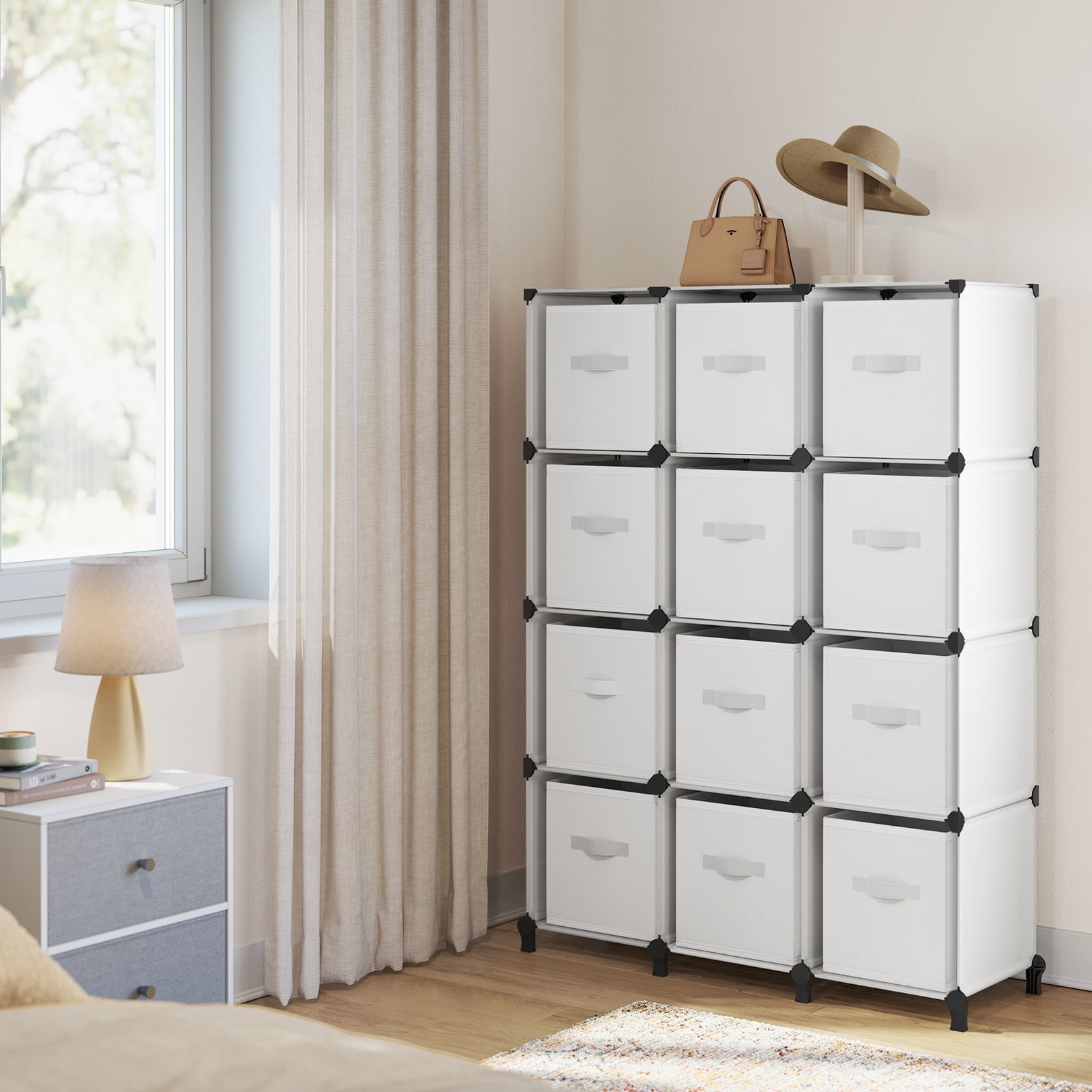 12 Cube Storage Organizer with Storage Boxes Collapsible Non-Woven ...