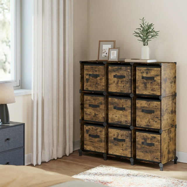 9 Cube Storage Organizer Rustic Brown - Walmart.com