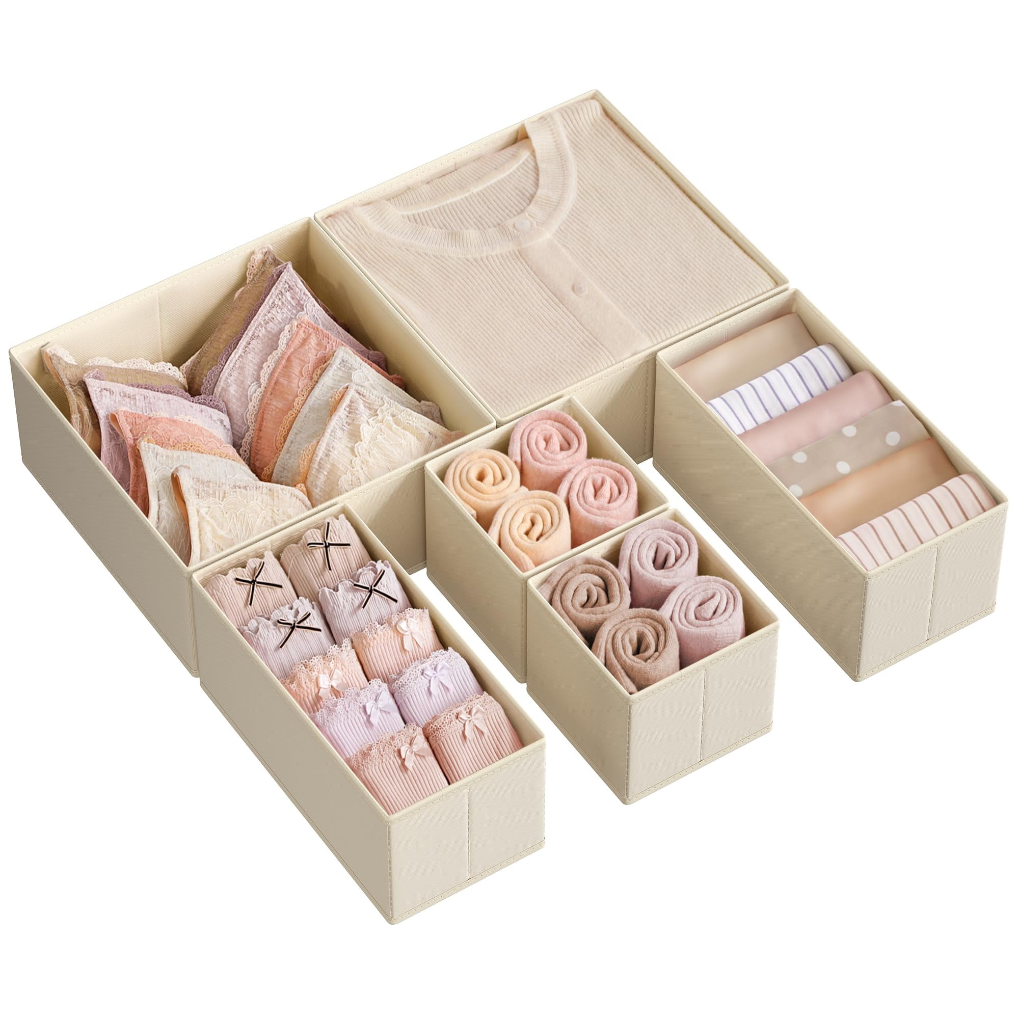 SONGMICS Drawer Organizer, Dresser Drawer Organizers, Set of 6 ...