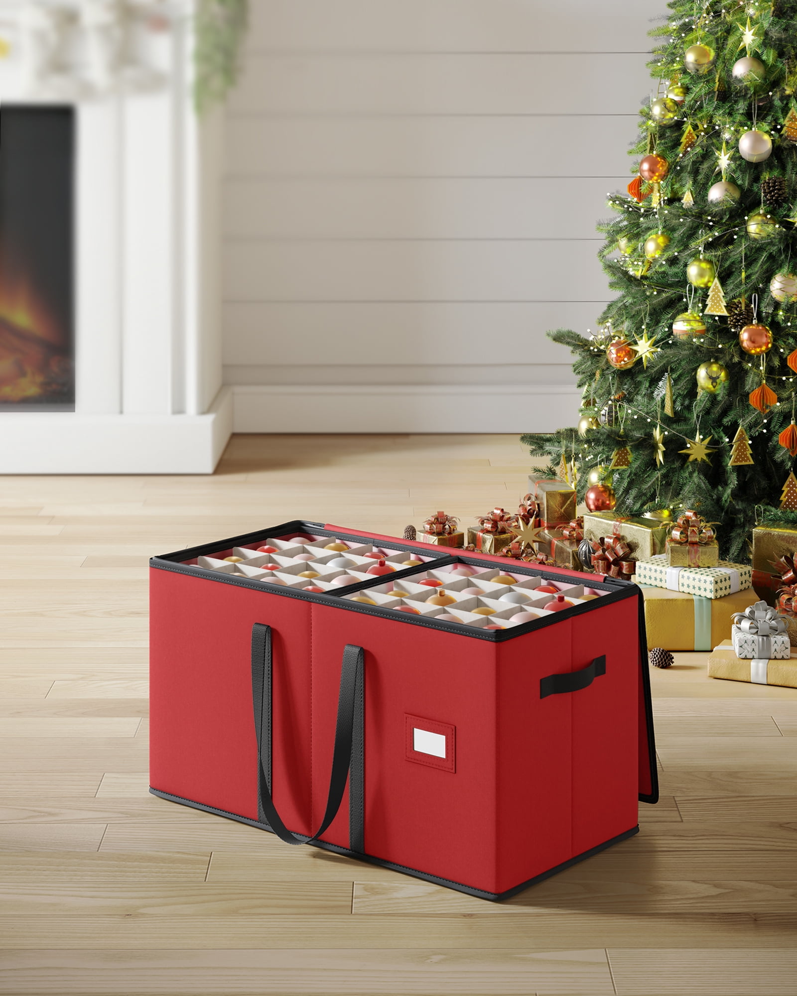 SONGMICS Large Christmas Ornament Storage Box 8 Trays 600D Oxford 3 ...