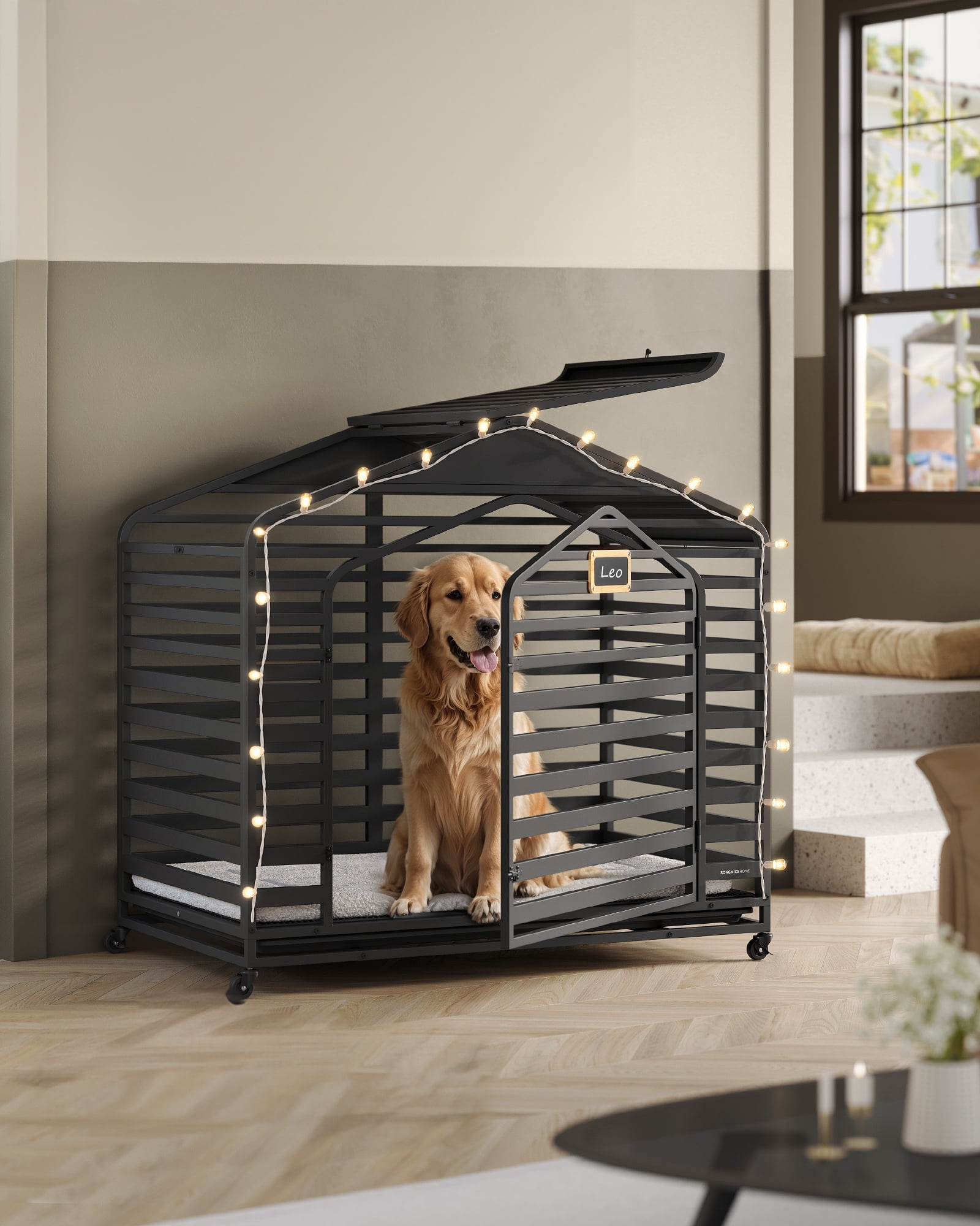 SONGMICS HOME Heavy-Duty Dog Crate, 48 x 29.5 x 46.5 Inches Dog Cage ...