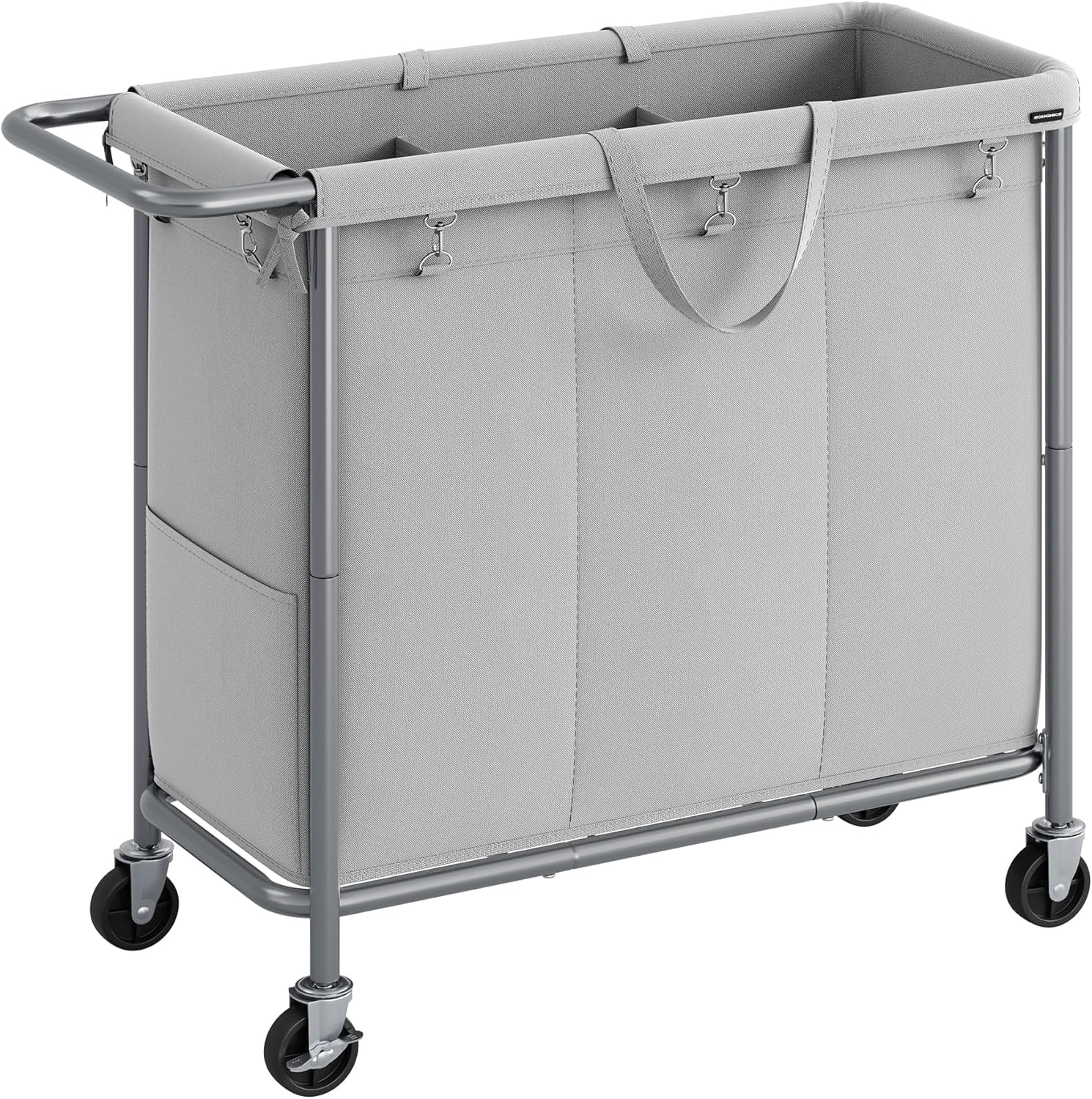 SONGMICS HOME Laundry Basket with Wheels, Rectangular Rolling Laundry ...