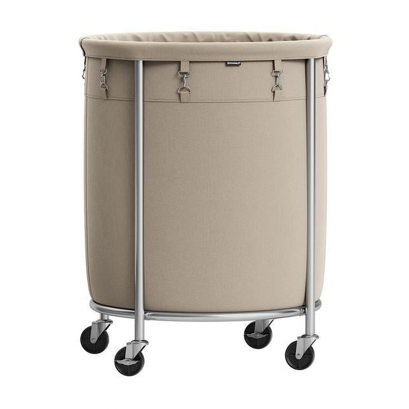 SONGMICS HOME Laundry Basket with Wheels, Rolling Laundry Hamper, Round ...