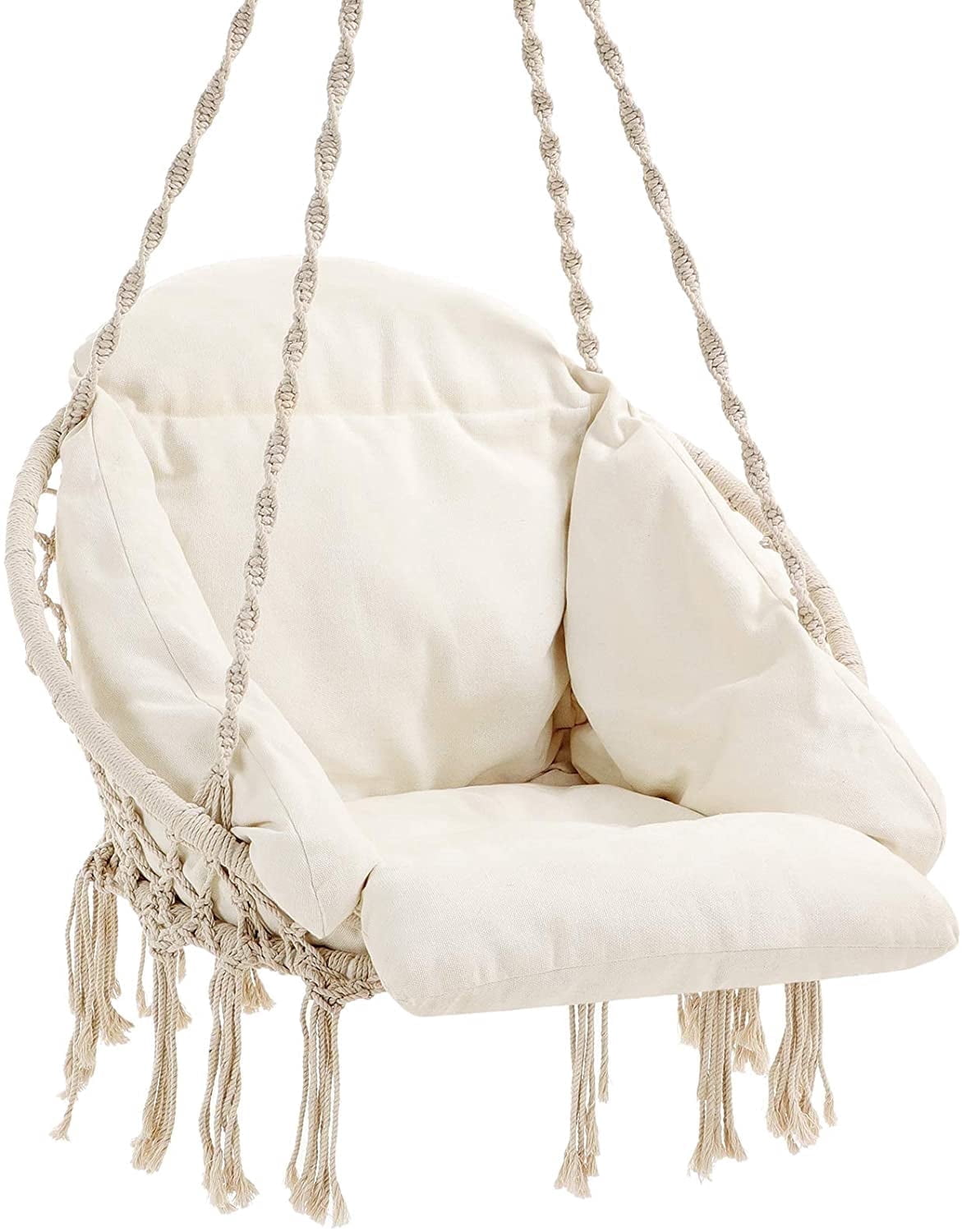 Hanging Chair, Hammock Chair with Large Cushion, Boho Swing Chair for ...
