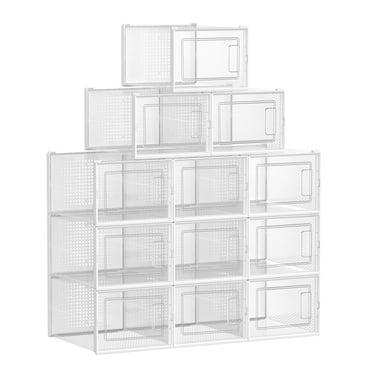 Jakmean X-Large Organized Plastic Shoe Storage Box, Stackable Shoe Rack ...