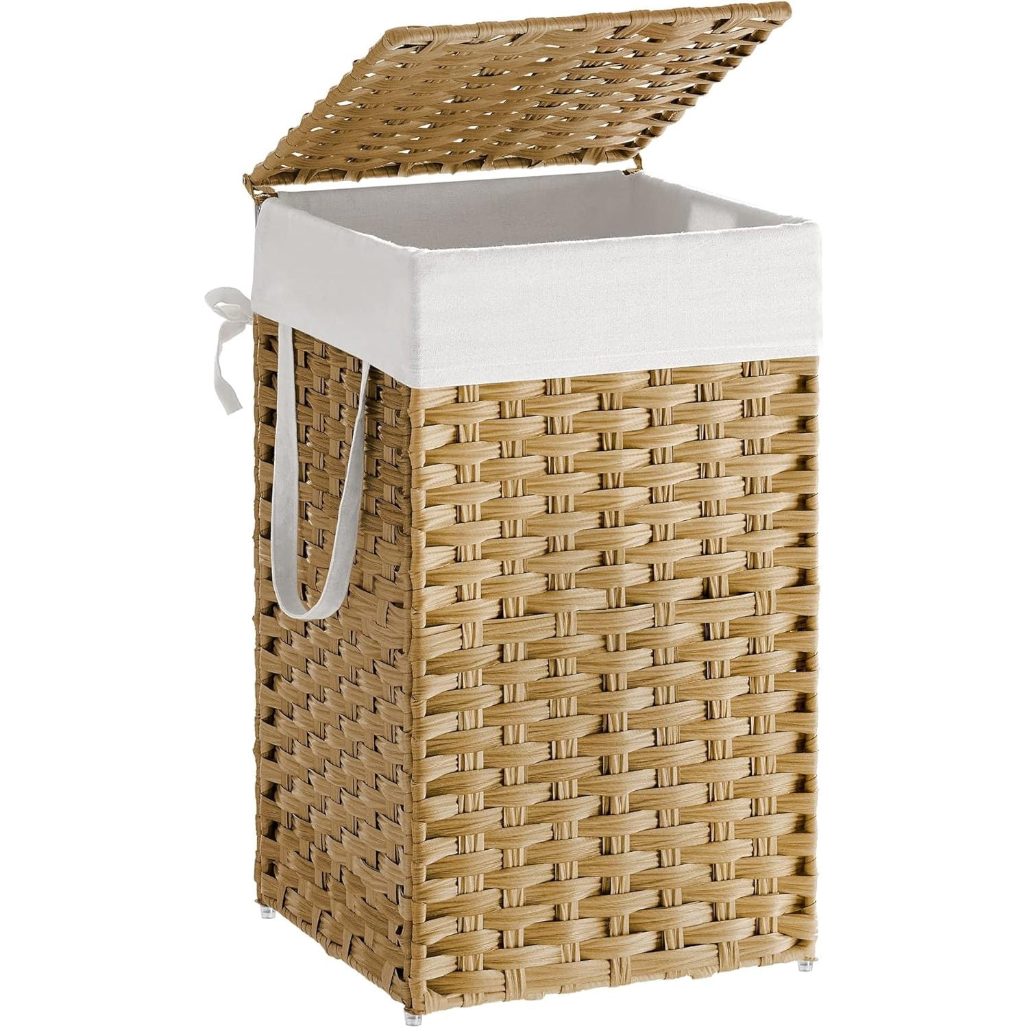SONGMICS Laundry Hamper with Lid, 17.2 Gallon (65 L) Synthetic Rattan ...