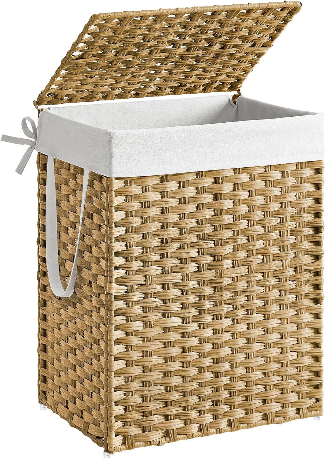 SONGMICS Laundry Hamper with Lid, 23.8 Gallon (90 L) Synthetic Rattan ...