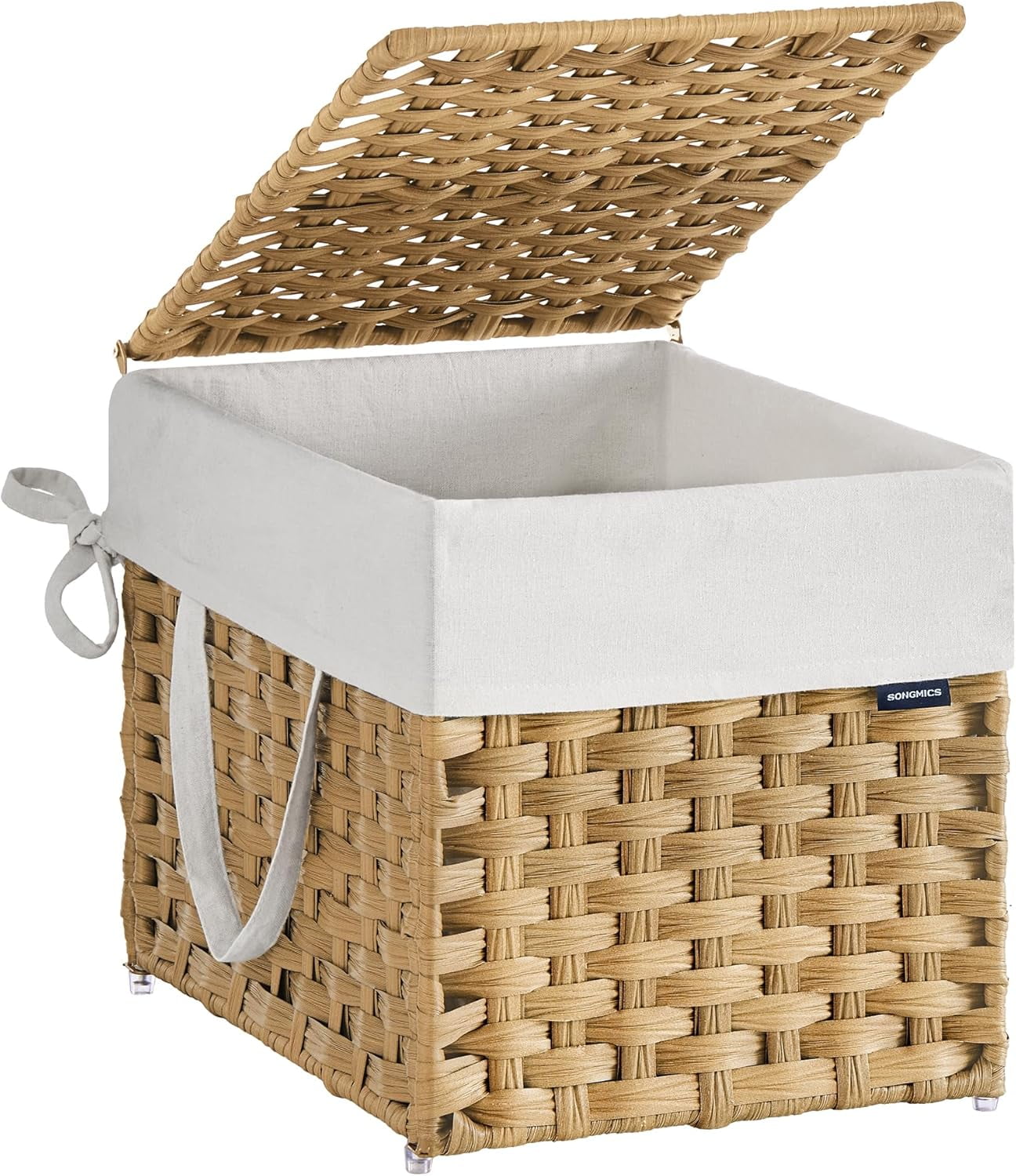 SONGMICS Laundry Hamper with Lid, 9.5 Gallon (36 L) Synthetic Rattan ...