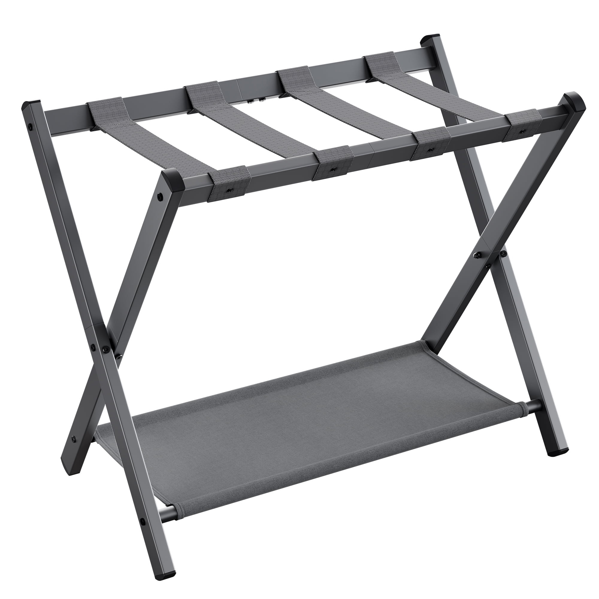 SONGMICS Luggage Rack with Fabric Storage Shelf Folding Suitcase Stand ...