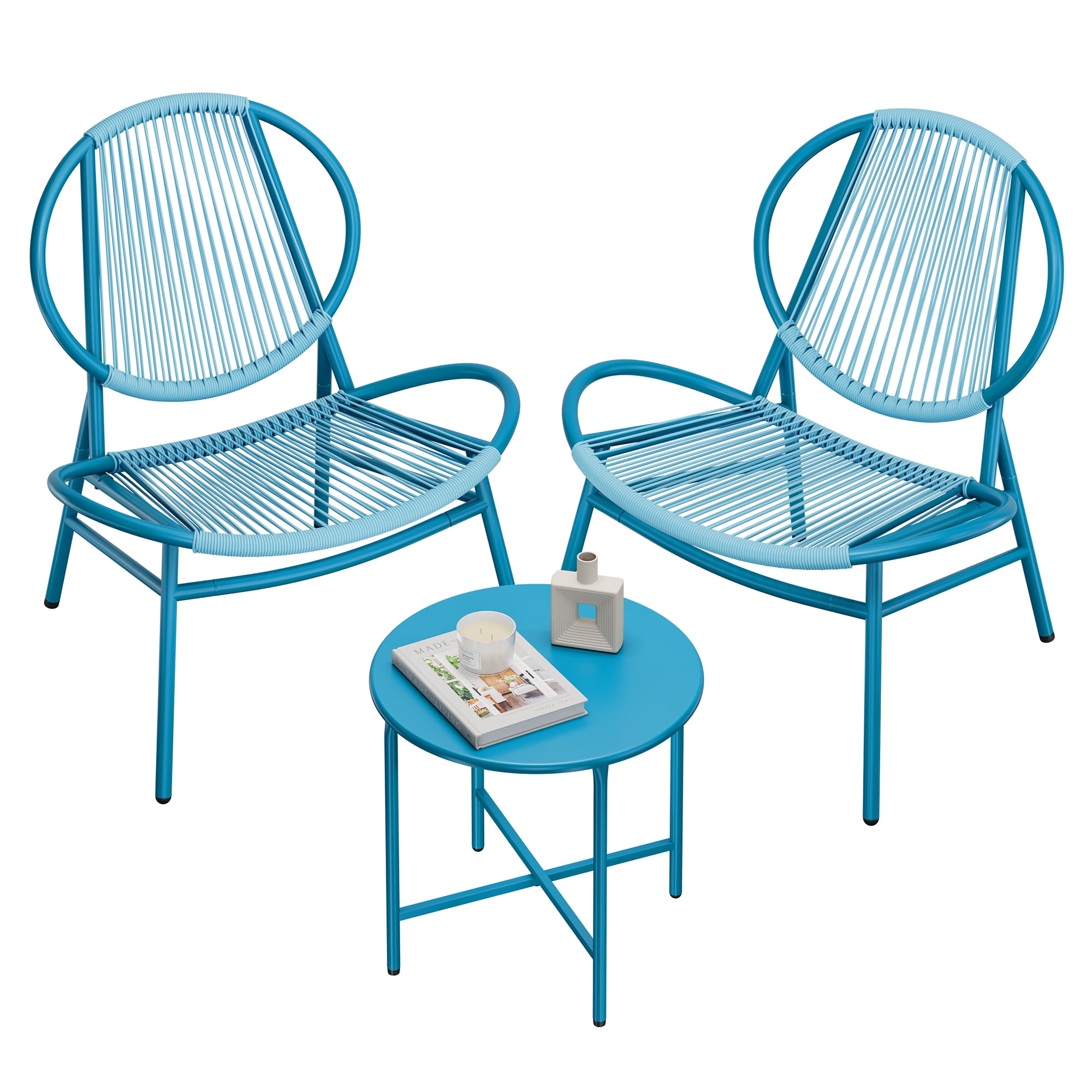 SONGMICS Patio Furniture Set 3 Pieces, Acapulco Chairs, Outdoor Seating ...