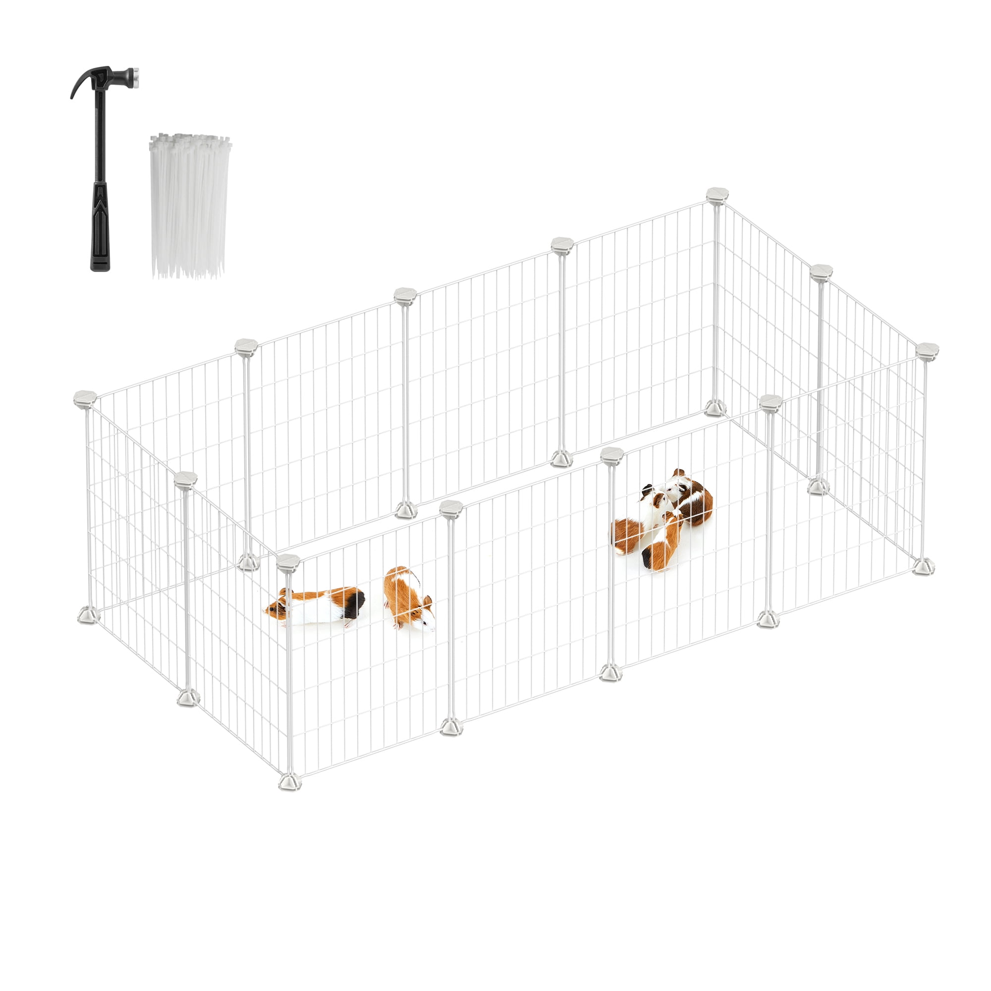 SONGMICS Pet Playpen, Small Animal Cage, Pet Fence with Cable Ties, DIY ...