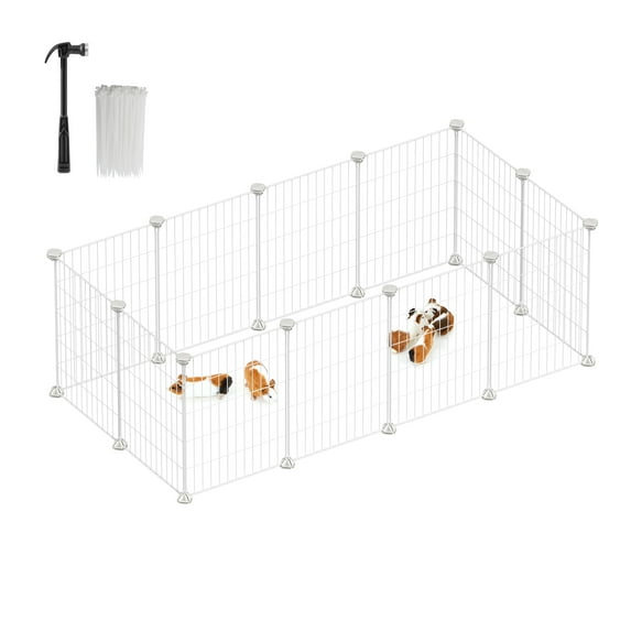 SONGMICS Pet Playpen, Small Animal Cage, Pet Fence with Cable Ties, DIY ...