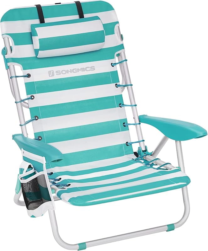 SONGMICS Portable Backpack Beach Chair, 331 lb Capacity, 4 Angles ...