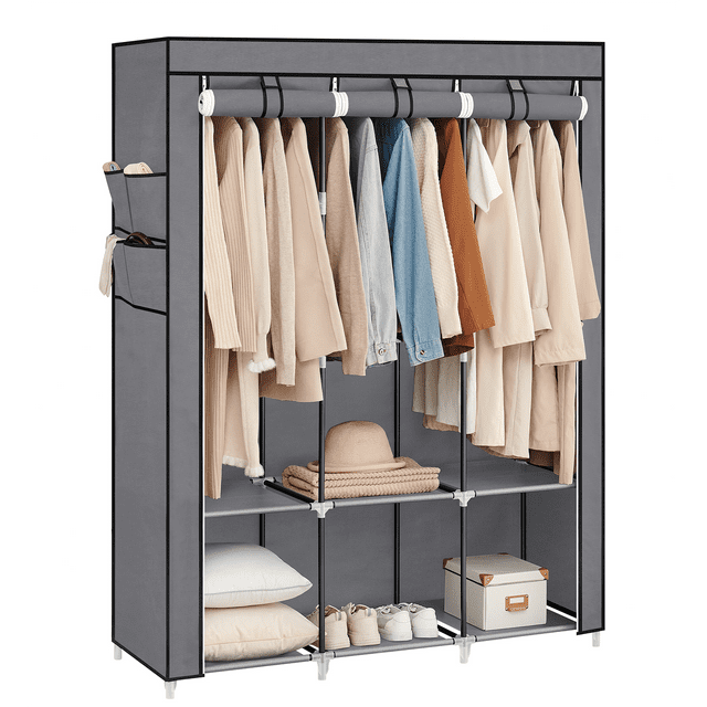 SONGMICS Portable Closet Clothes Wardrobe Organizer with Corver ...
