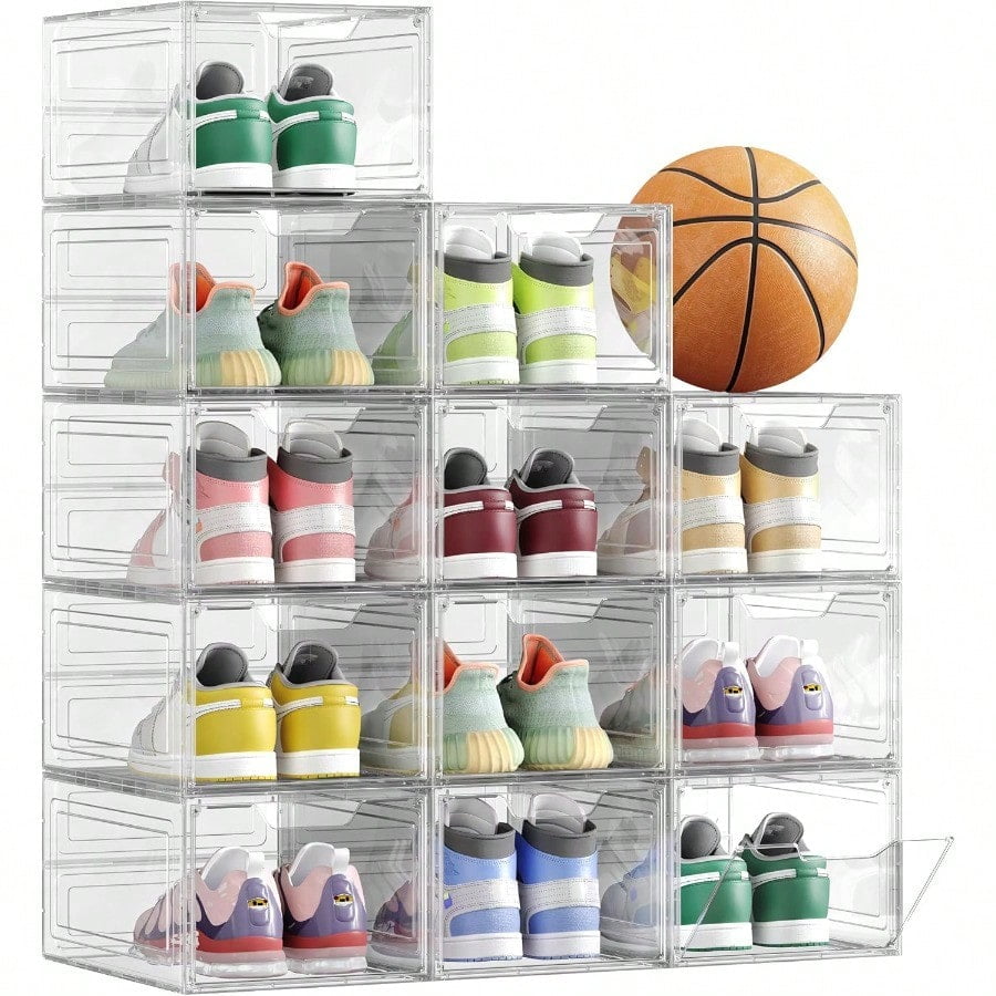 SONGMICS Shoe Boxes Clear Shoe Organizers Set of 12 Plastic Shoe ...