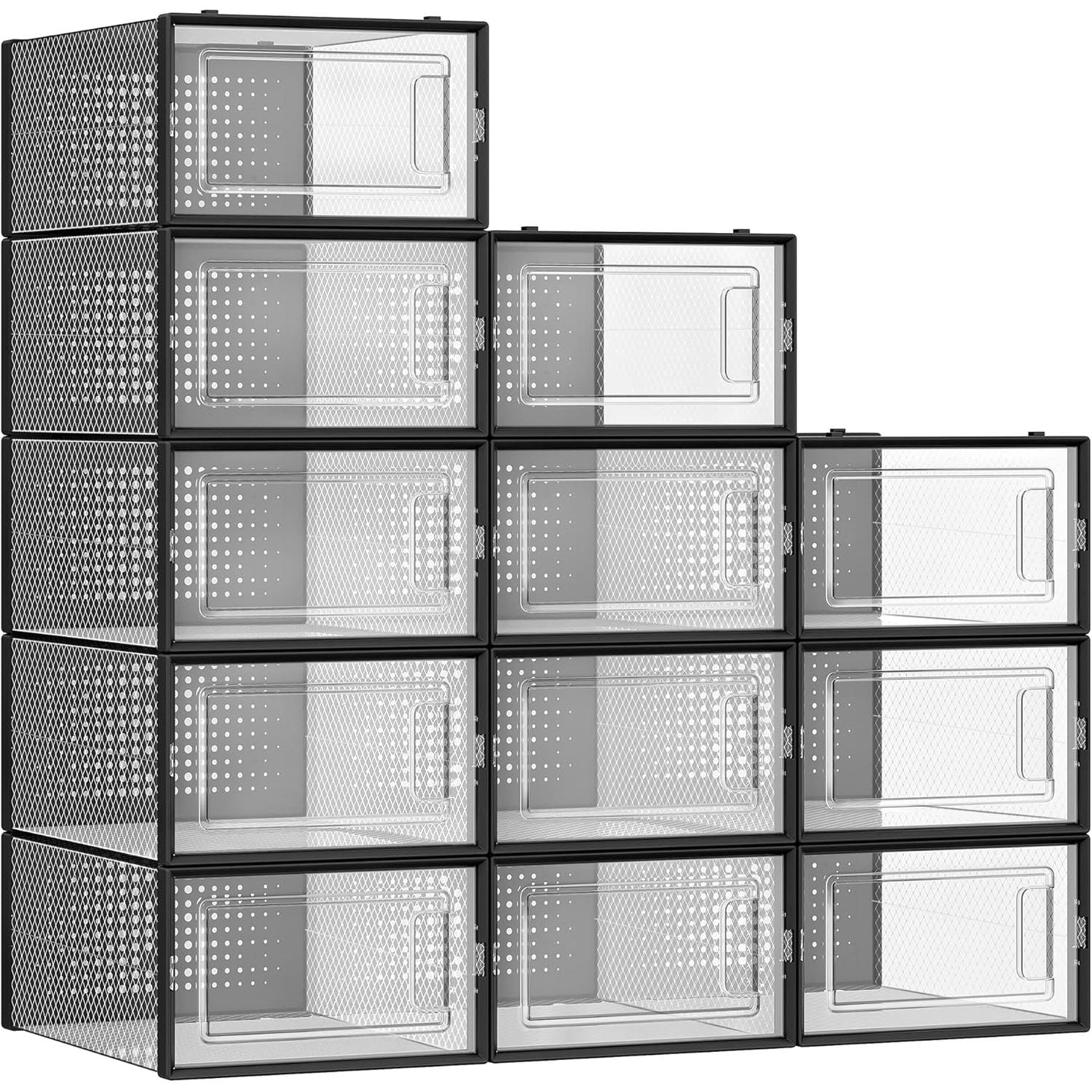 SONGMICS Shoe Boxes, Pack of 12 Shoe Storage Organizers, Stackable Clear Plastic Boxes for ...