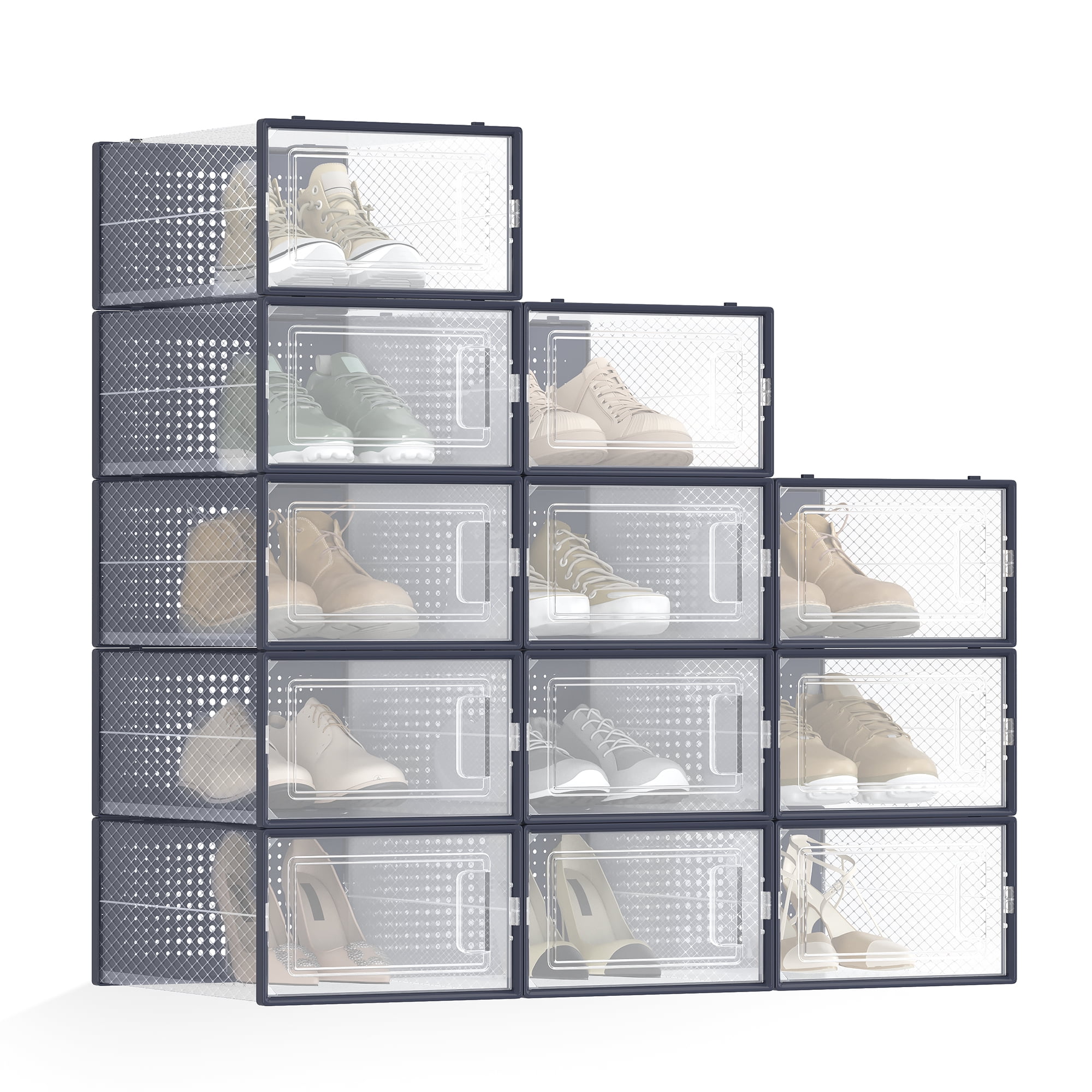 SONGMICS Shoe Boxes,Pack of 12 Shoe Storage Organizers,Stackable Clear ...