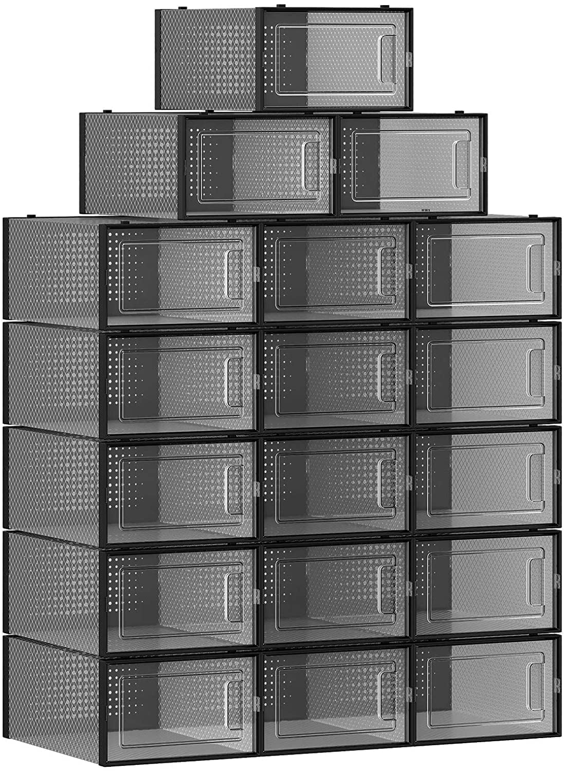 SONGMICS Shoe Boxes Set of 18 Shoe Storage Organizers Stackable and ...