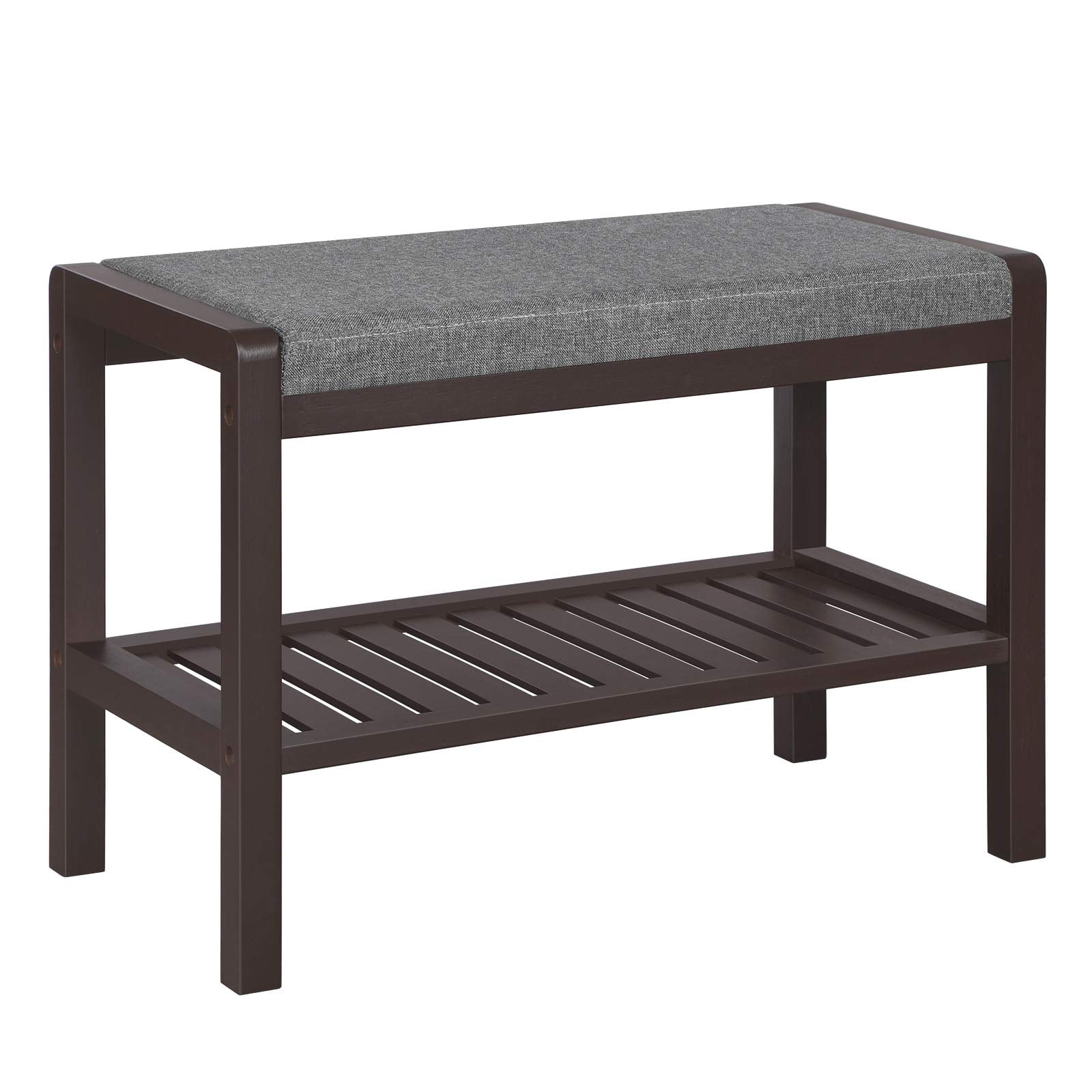 SONGMICS Shoe Rack Bench with Cushion Upholstered Padded Seat, Storage ...