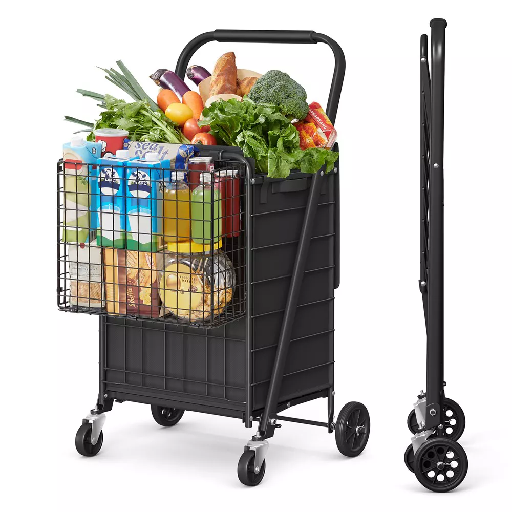 Foldable Shopping Cart, Heavy Duty Grocery Cart, Utility Cart, 360 ...