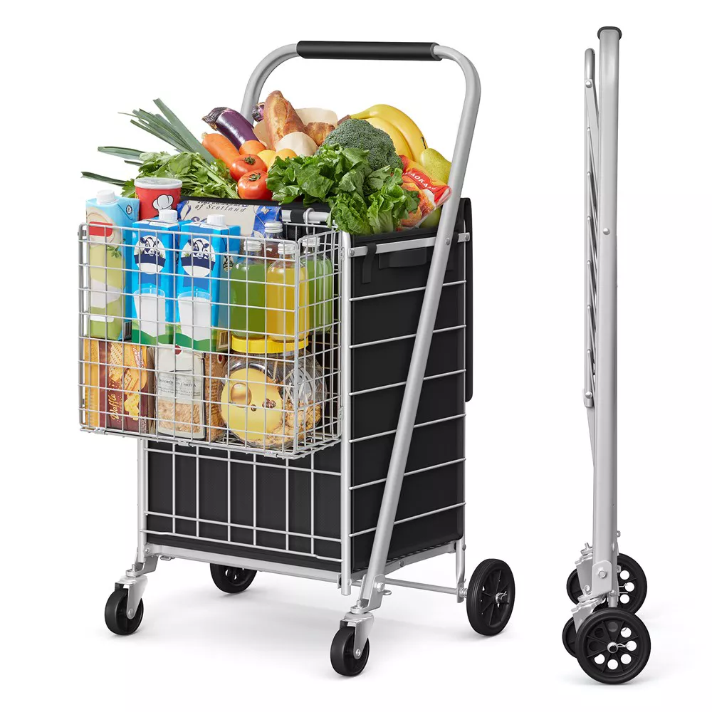 Foldable Shopping Cart, Heavy Duty Grocery Cart, Utility Cart, 360 ...