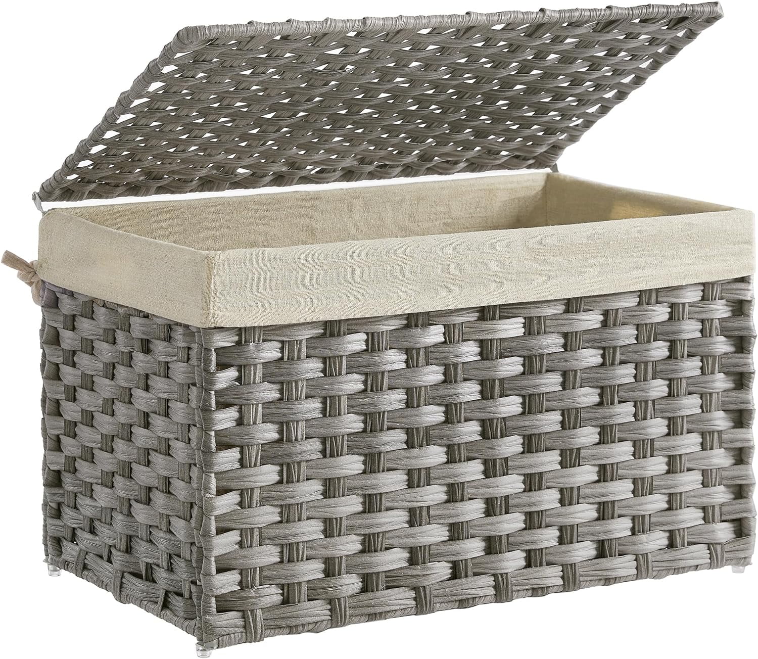Storage Basket with Lid, 17.2 Gallon Storage Bin, Woven Blanket Storage ...